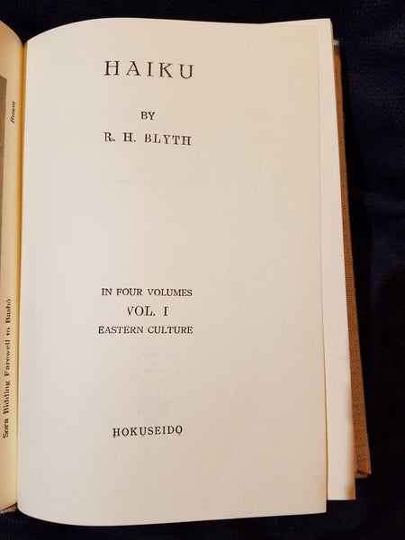 Haiku. Volume 1: Eastern Culture by R.H. Blyth – formerly Shakespeare ...