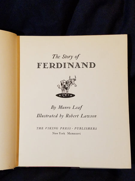 Story of Ferdinand by Munro Leaf. Second printing with second printing ...